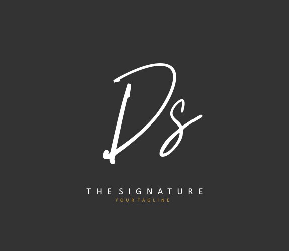 D s ds initial letter handwriting and signature Vector Image