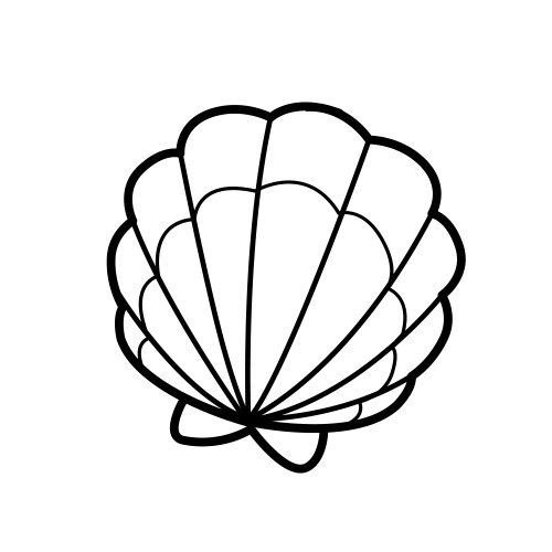 Scallop big shell outlined for coloring page Vector Image