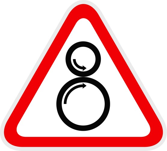 Triangular warning hazard symbols big red set Vector Image