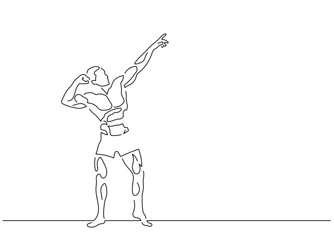 Bodybuilding isolated line drawing Royalty Free Vector Image