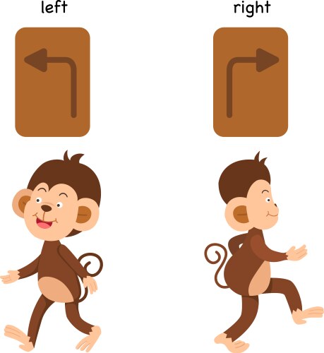 Opposite words with right and left Royalty Free Vector Image