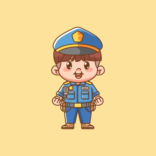 Cute police officer uniform mad kawaii chibi Vector Image