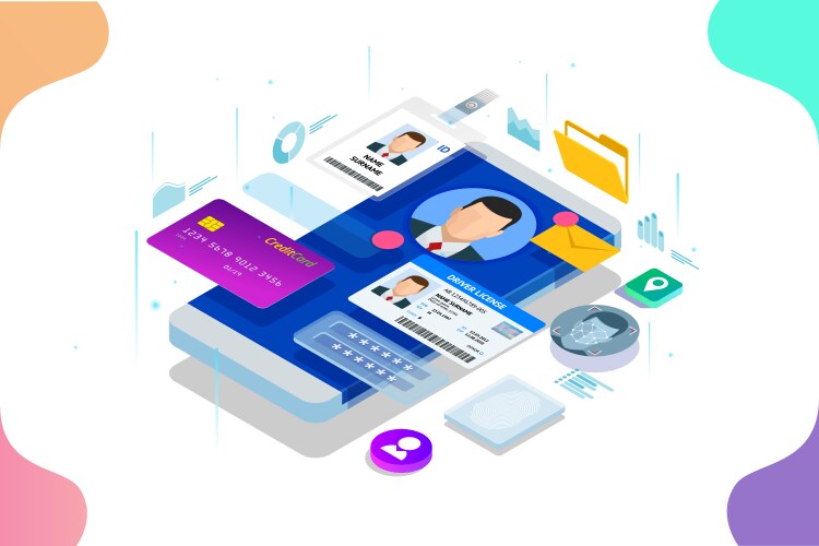 Isometric personal data information app identity Vector Image