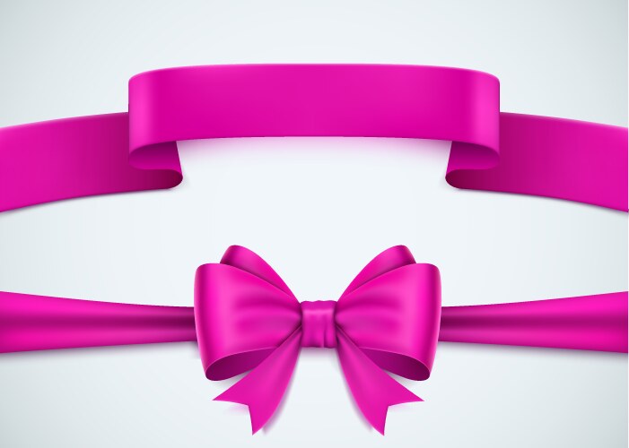 Pink satin bow ribbon with knot Royalty Free Vector Image