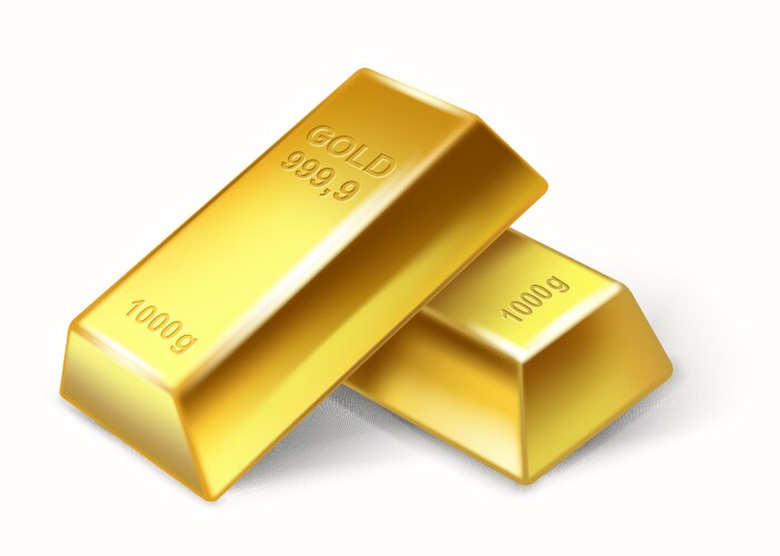 Gold bars set shimmering golden bricks banking Vector Image