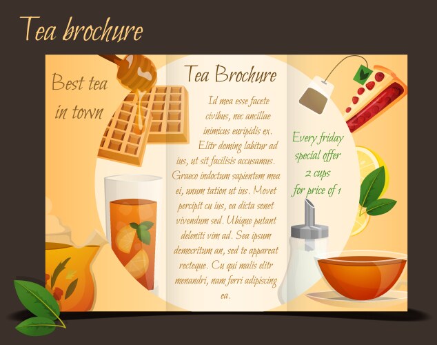 Tea party brochure template Royalty Free Vector Image