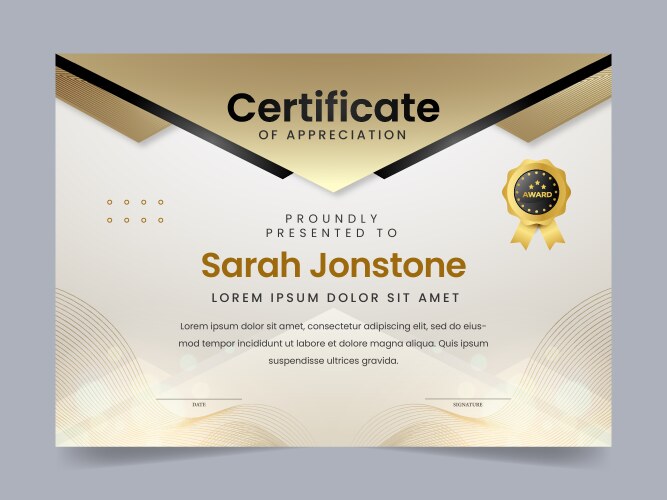 Modern elegant gold certificate template Vector Image