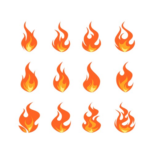 Simple flame icon in flat style Royalty Free Vector Image