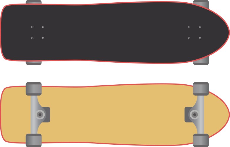 High detail skateboard front and back Royalty Free Vector