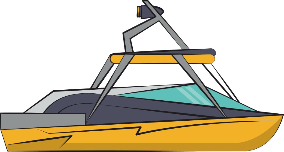 Pirate ship boat side view isolated cartoon blue Vector Image