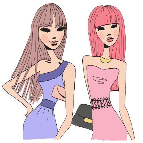 Two anime girls Royalty Free Vector Image - VectorStock