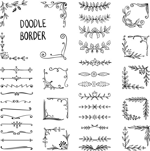 Doodle border line hand drawn divider ornament Vector Image