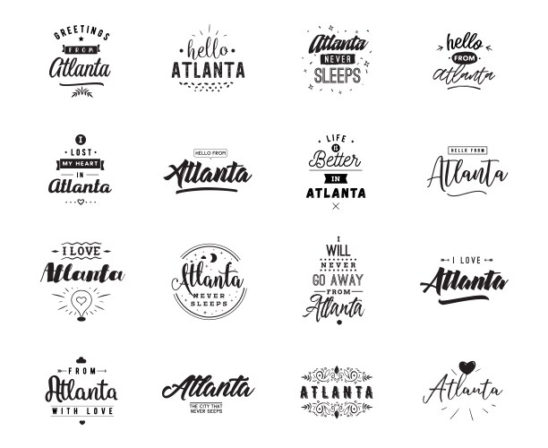 Greeting cards design isolated logos typography Vector Image