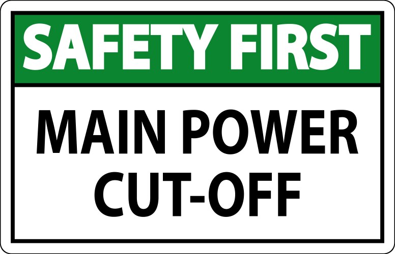Safety first main switch sign on white background Vector Image