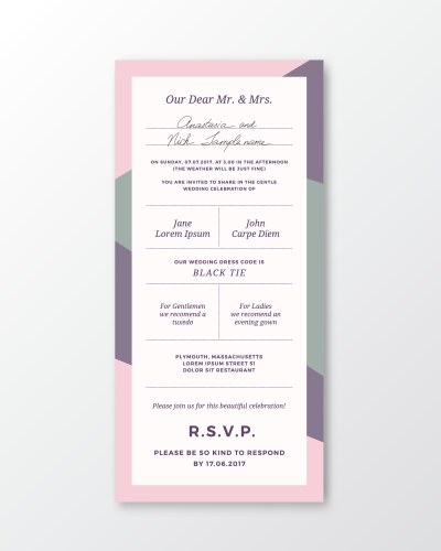 Wedding double invitation invite card design Vector Image