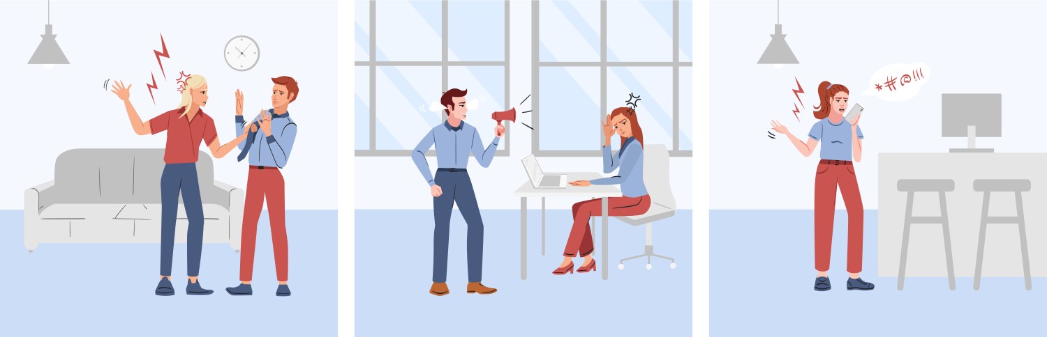 Psycho violence square compositions Royalty Free Vector