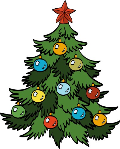 Cartoon christmas tree with angel on top Vector Image