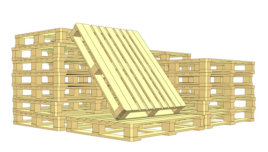 Isometric stacked pallets set isolated on white Vector Image