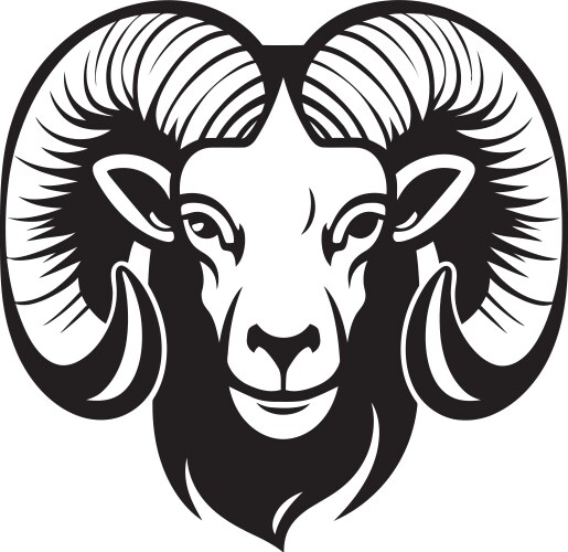 Historic horns vintage ram head logo icon iconic Vector Image