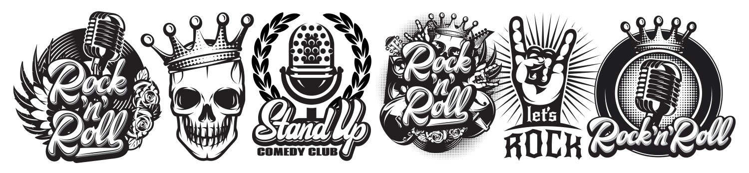 Set of rock and roll music emblems Royalty Free Vector Image