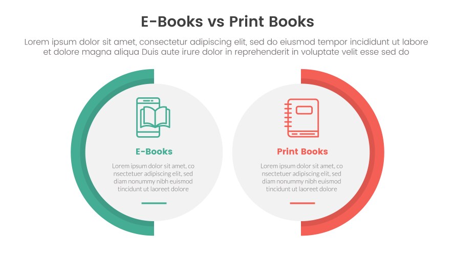 Ebook vs physical book comparison concept Vector Image