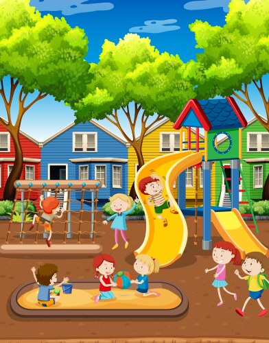 Kids playing at playground Royalty Free Vector Image