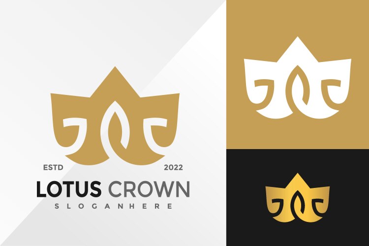 Vintage royal gold crown lotus logo design Vector Image