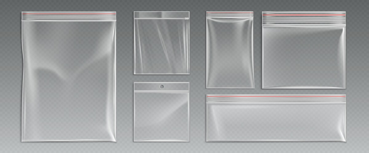 Transparent zipper bags with black ziplock Vector Image