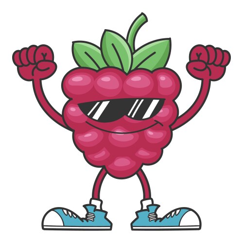 Funny raspberry surfing Royalty Free Vector Image