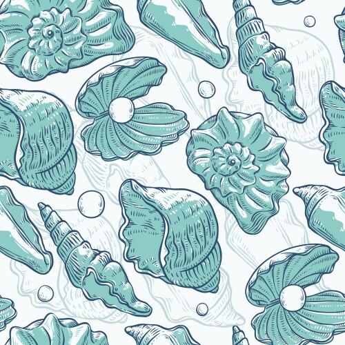 Seamless pattern with seashells Royalty Free Vector Image
