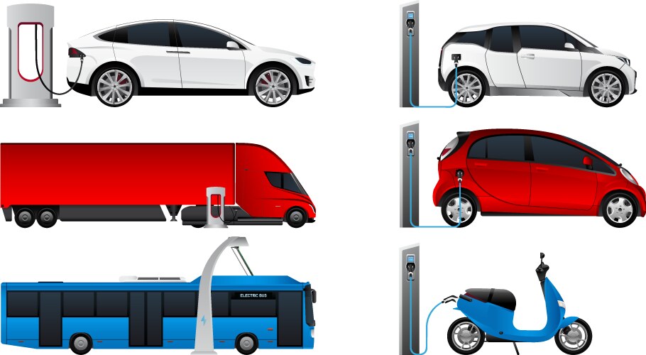 Types of electric vehicles infographic Royalty Free Vector
