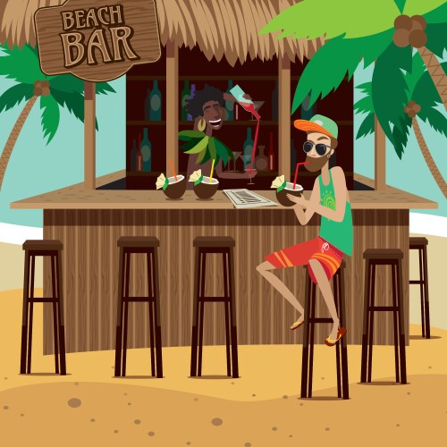 Beach summer cartoon Royalty Free Vector Image