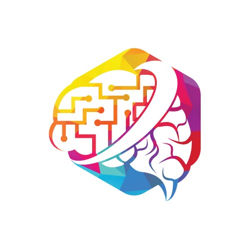 Brain connection logo design digital Royalty Free Vector