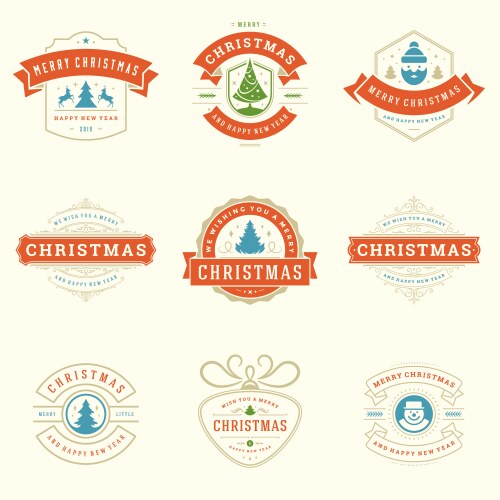 Set of decorative christmas holidays labels Vector Image