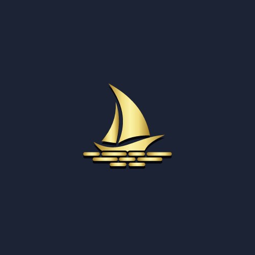 Sailing boat star compass gold logo Royalty Free Vector