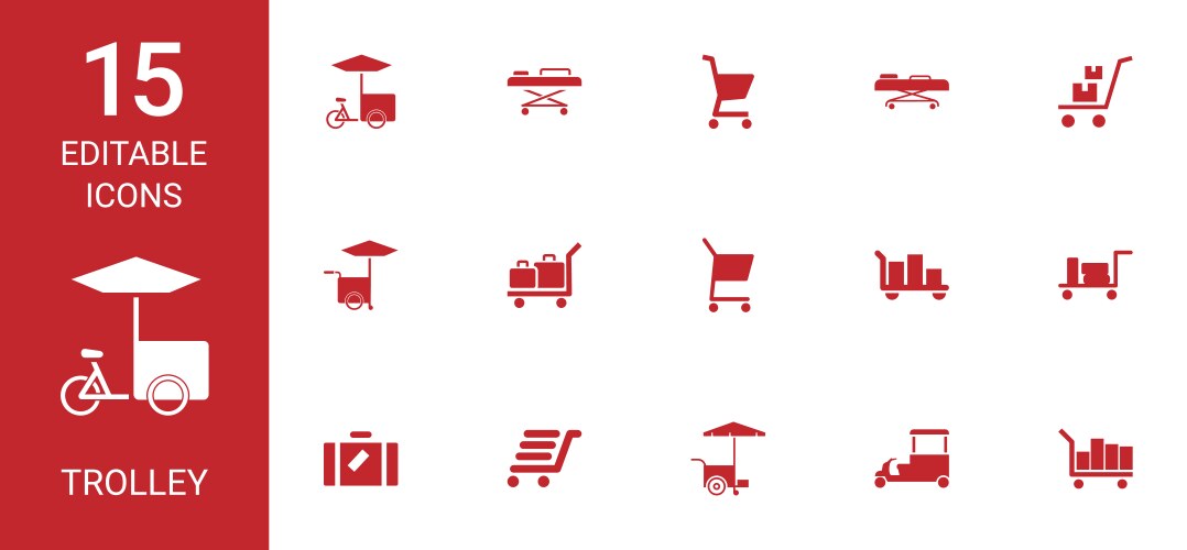 12 trolley icons Royalty Free Vector Image - VectorStock