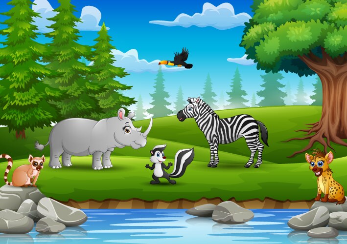 Cartoon wild animals background Royalty Free Vector Image