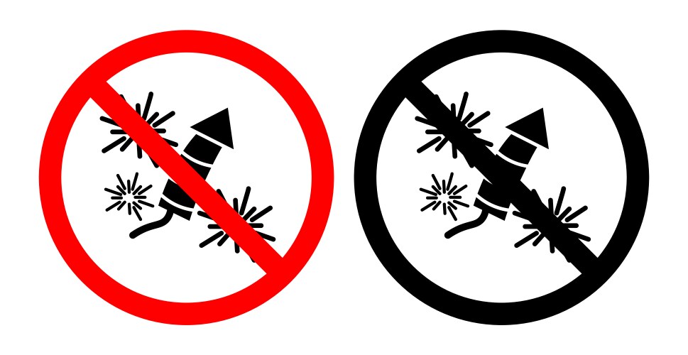 Ban on fireworks sign prohibited Royalty Free Vector Image