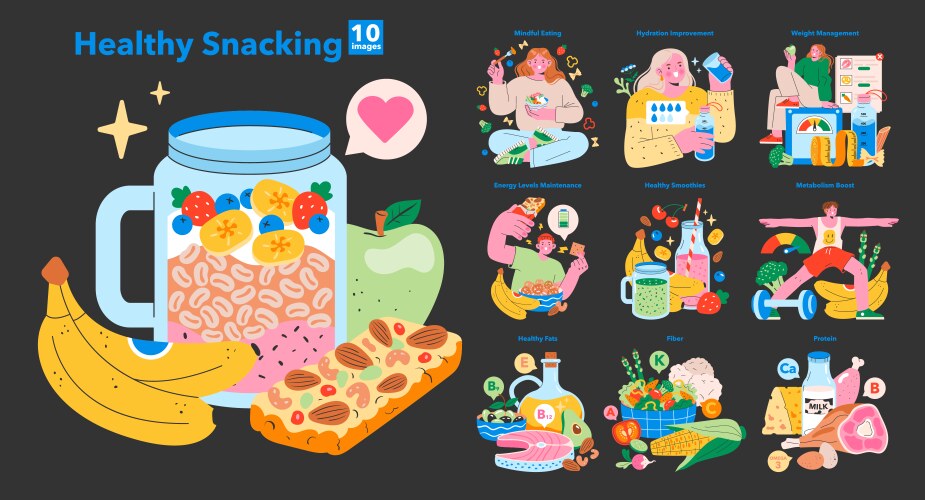 Healthy snacking flat Royalty Free Vector Image