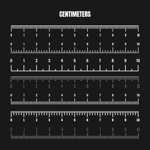 White ruler scales size indicators measurement Vector Image