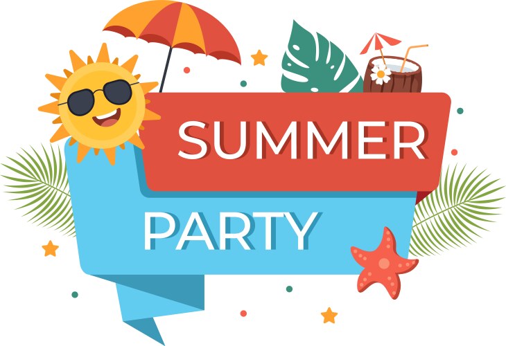 Summer party cartoon background with tropical Vector Image