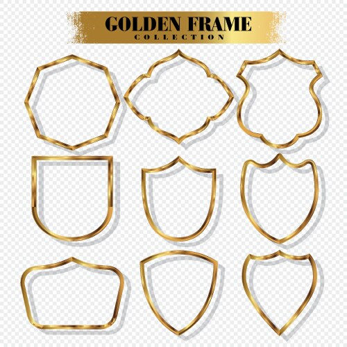 Set gold frames on transparent background Vector Image