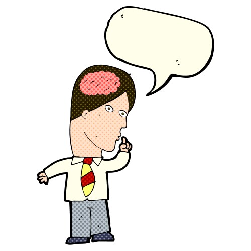 Cartoon man with big brain speech bubble Vector Image