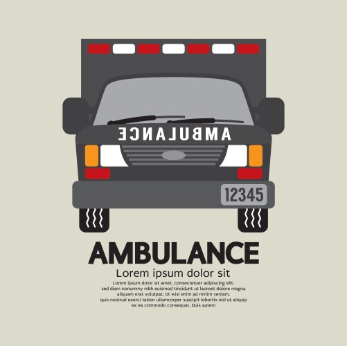 Front view of ambulance car Royalty Free Vector Image