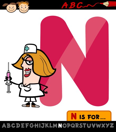 Flashcard letter n is for nurse Royalty Free Vector Image