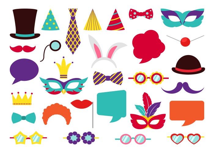 Cartoon photo booth props party decor Royalty Free Vector