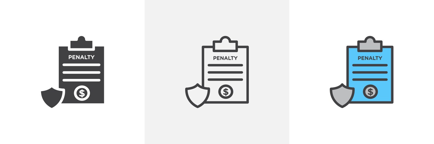 Penalty icon set on white background Royalty Free Vector