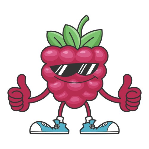 Funny happy raspberry character Royalty Free Vector Image