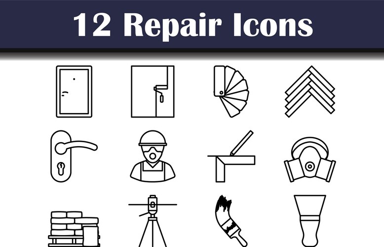 Technical icon set tool repair configuration Vector Image