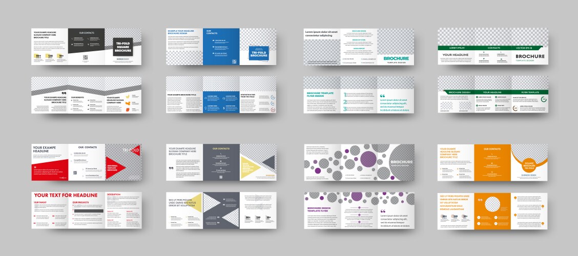 Corporate company profile square trifold brochure Vector Image